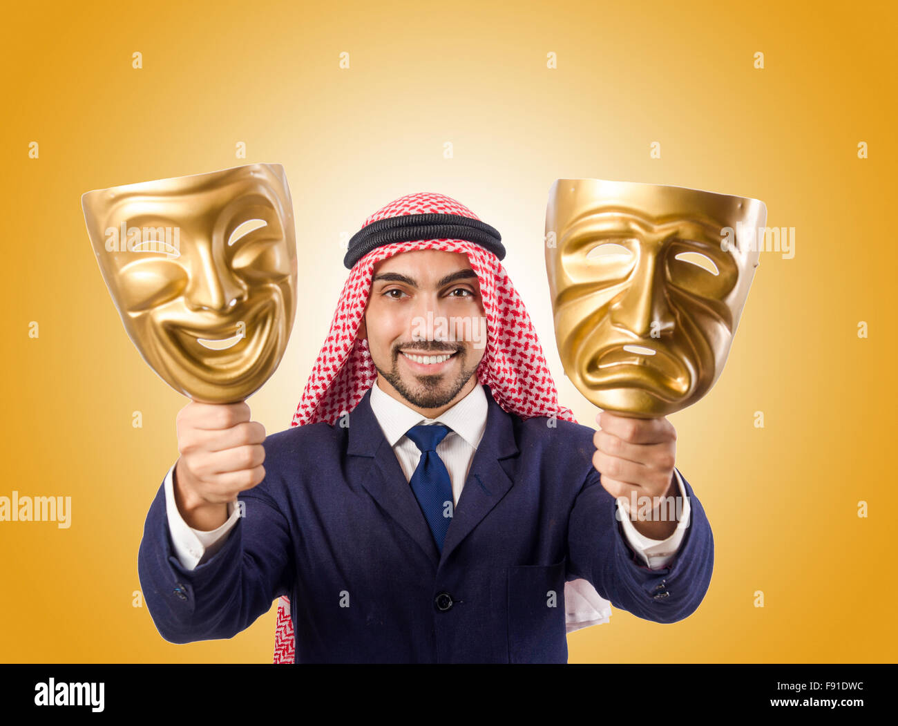 Arab man hypocrisy concept Stock Photo - Alamy