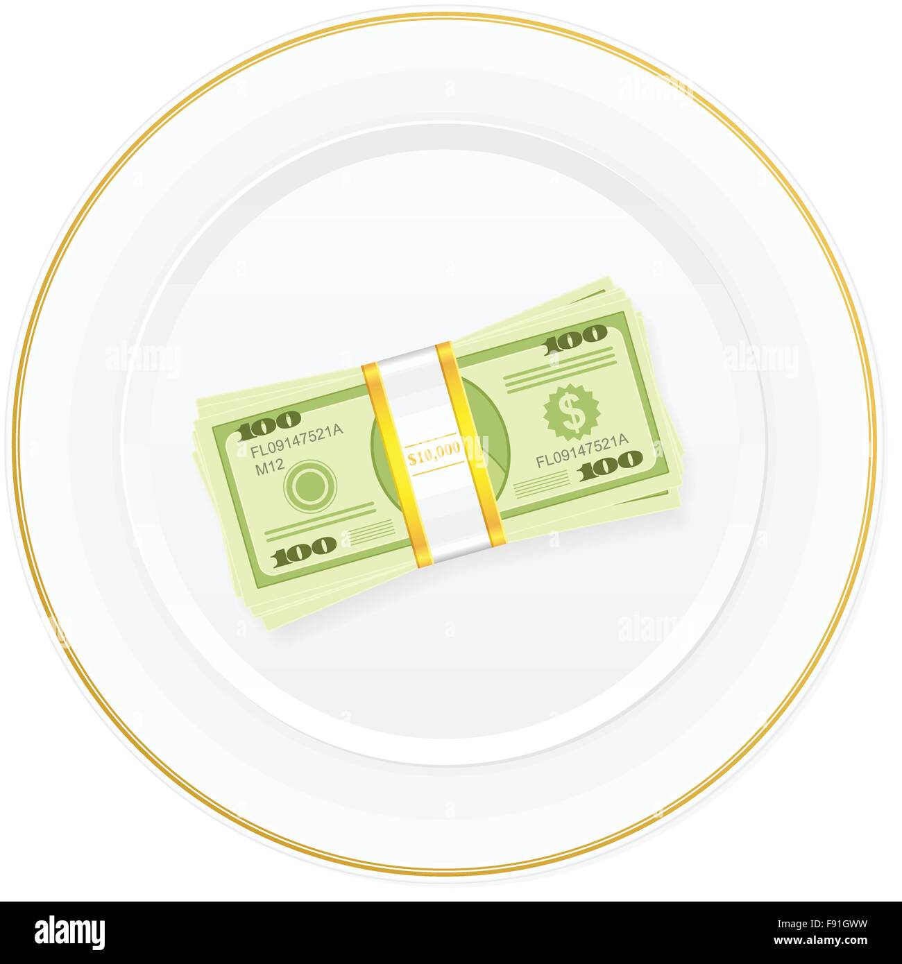 Plate with dollar pack on a white background Stock Vector Image & Art ...