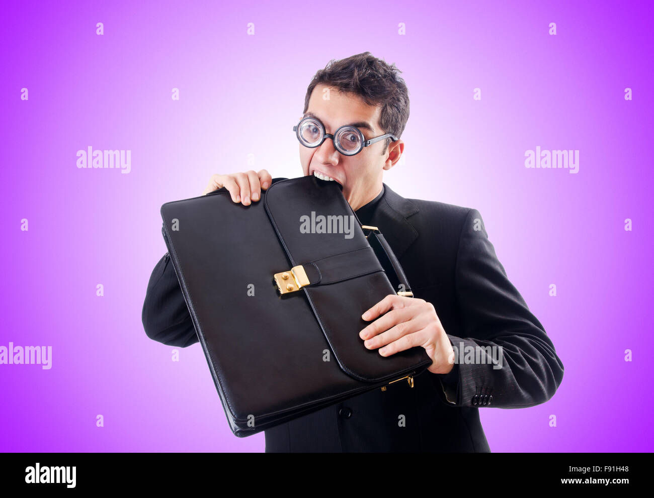 Nerd businessman against the gradient Stock Photo - Alamy