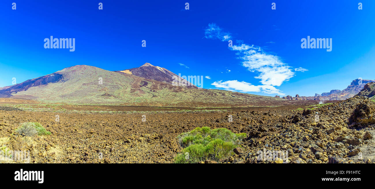 Teide Volcano Landscape Panorama in National Park on Tenerife Canary ...