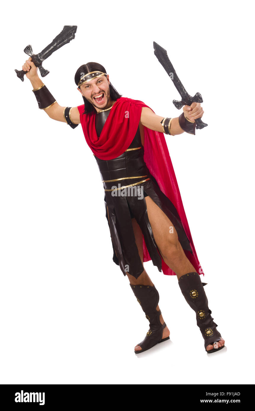 Ancient warrior gladiator posing Cut Out Stock Images & Pictures - Alamy