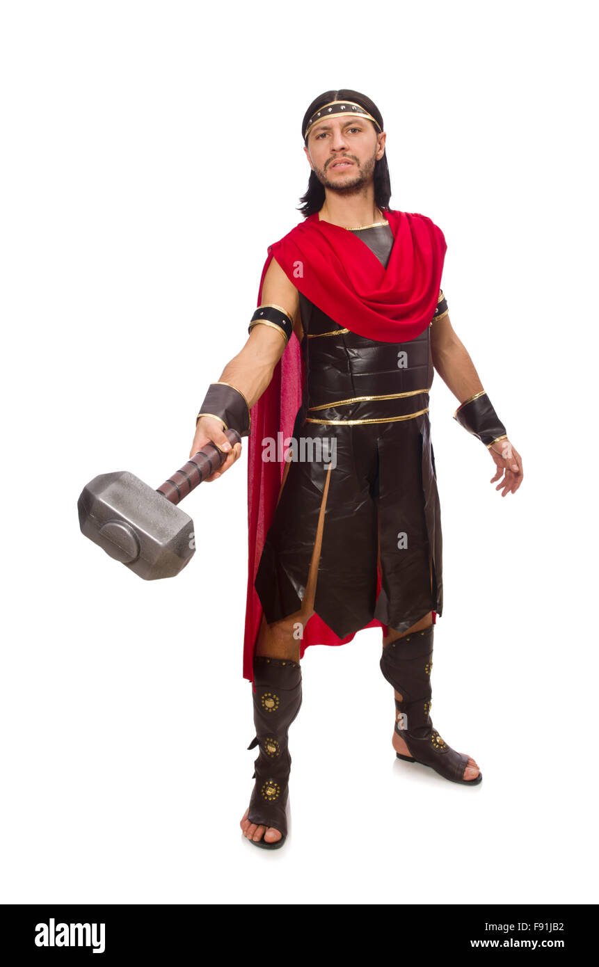 Gladiator with hammer isolated on white Stock Photo - Alamy