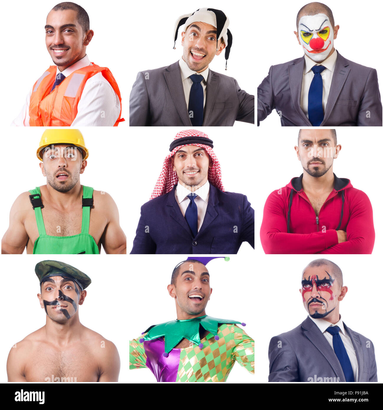 Collage of many faces from same model Stock Photo - Alamy