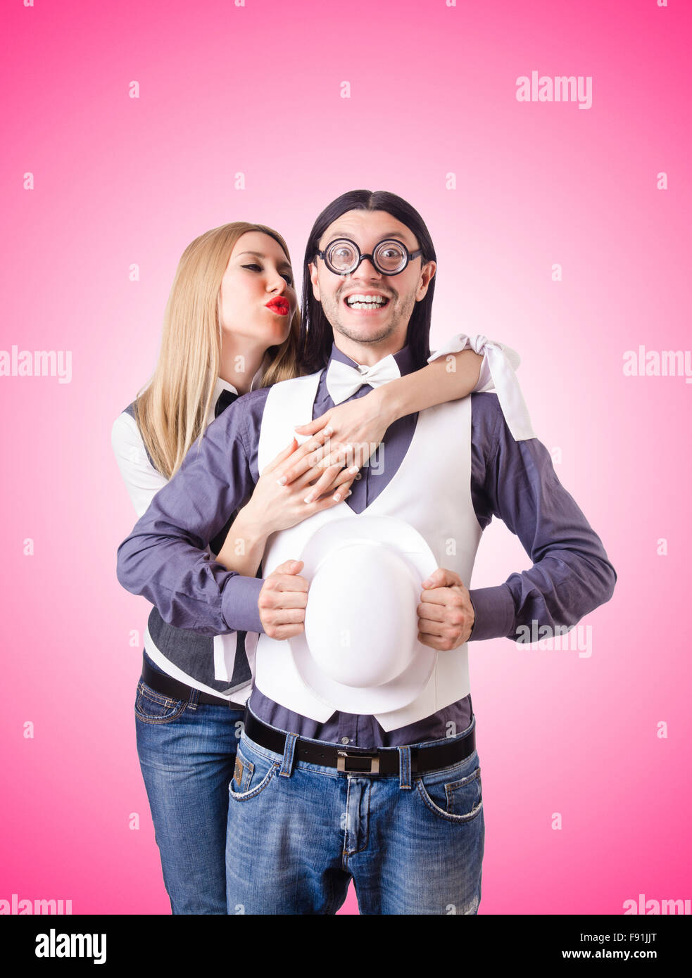 Pair in funny love concept Stock Photo - Alamy