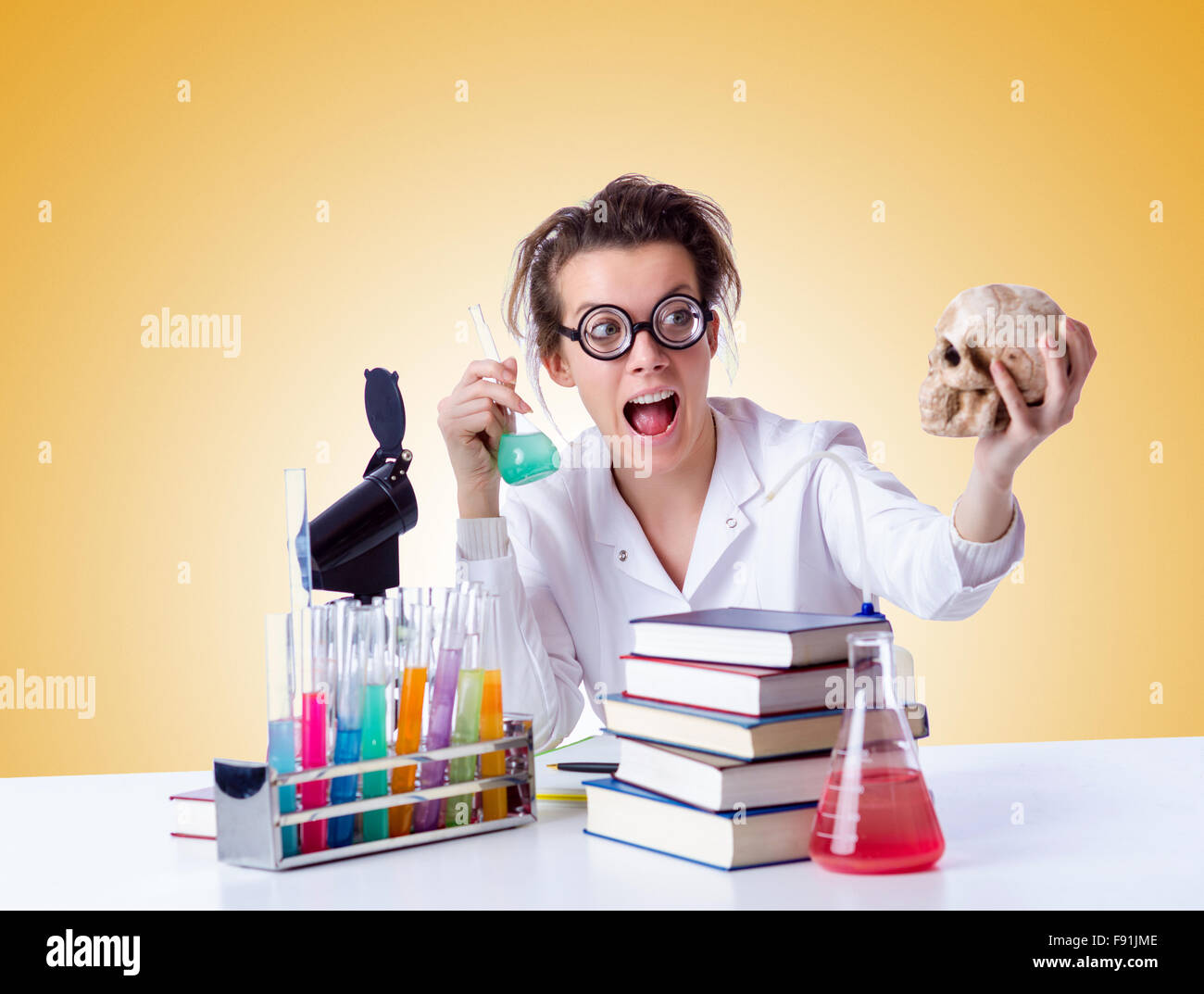 Funny female chemist in lab hi-res stock photography and images - Alamy