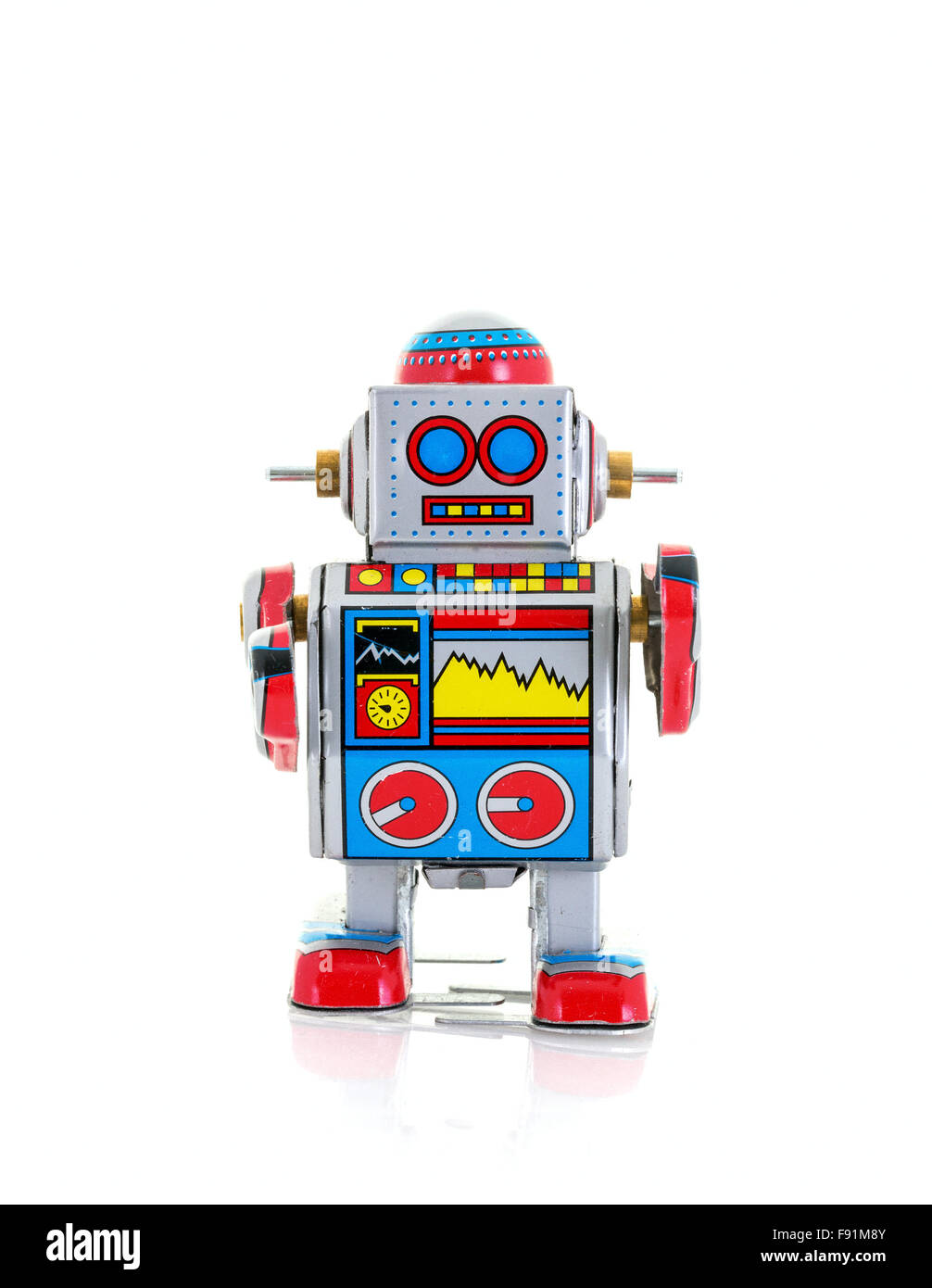 Retro Tin Clockwork Robot on a White Background Stock Photo - Alamy