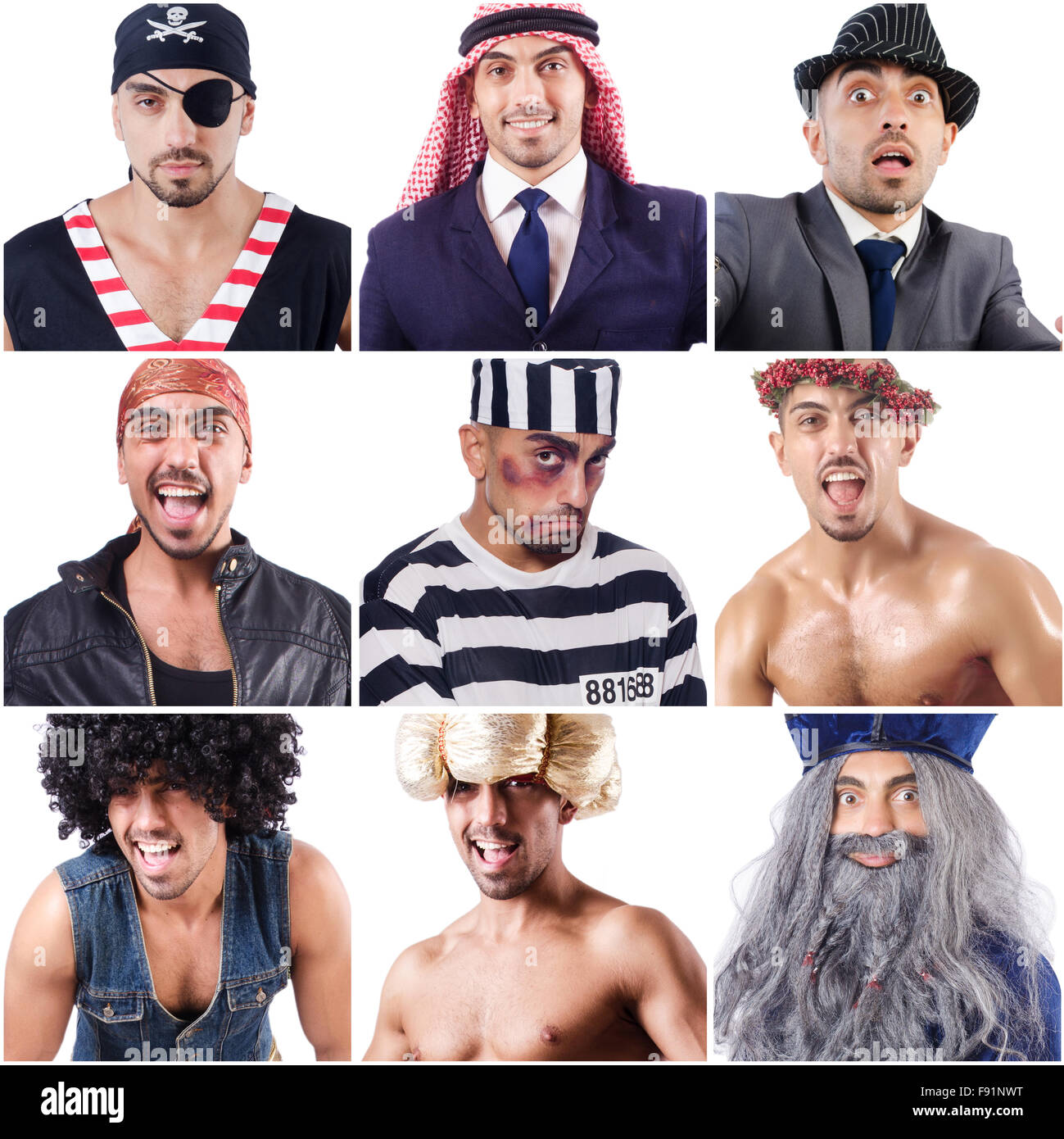Collage of many faces from same model Stock Photo - Alamy