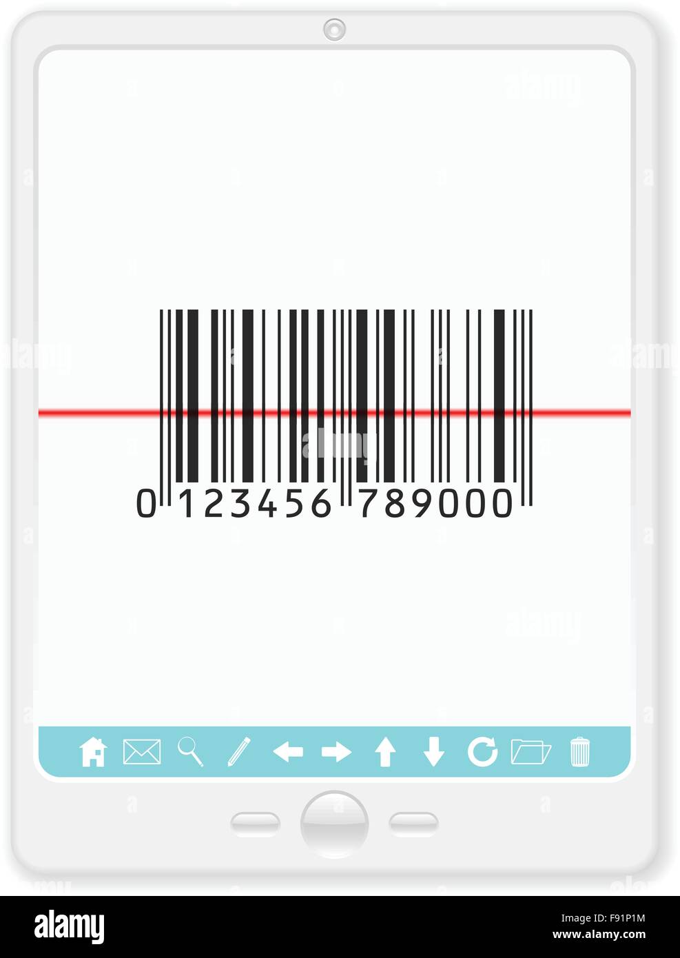 PC tablet with bar code scanner on a white background Stock Vector ...