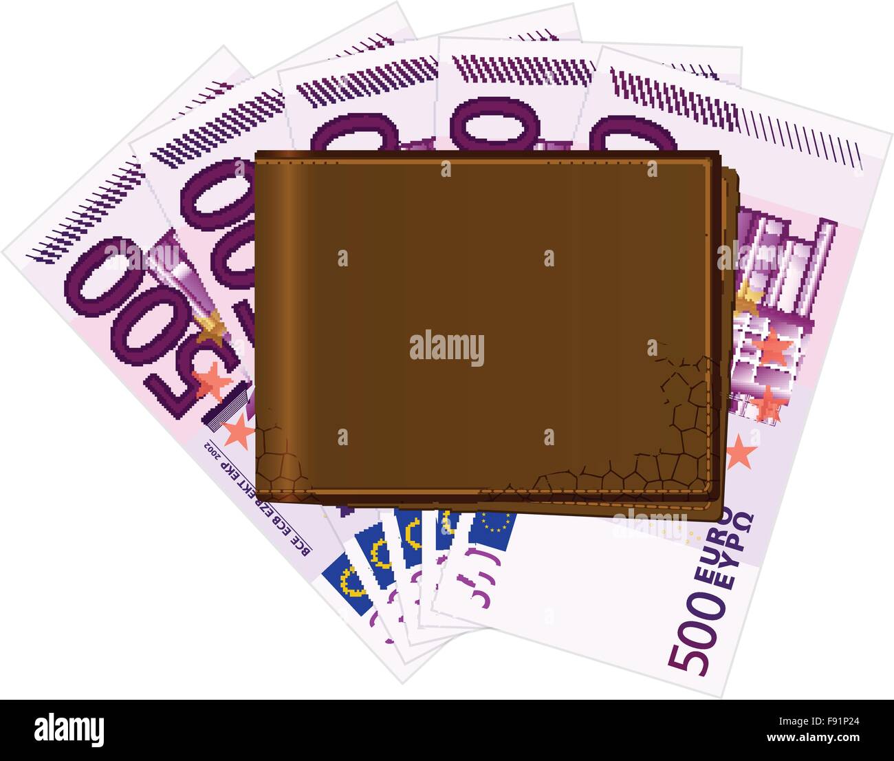 Wallet with euro banknotes. Vector illustration Stock Vector Image ...
