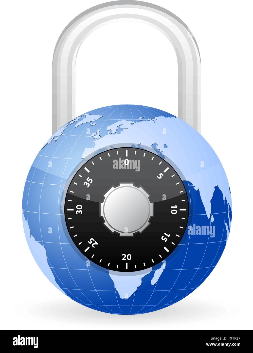 World globe code padlock isolated on a white background. Vector ...