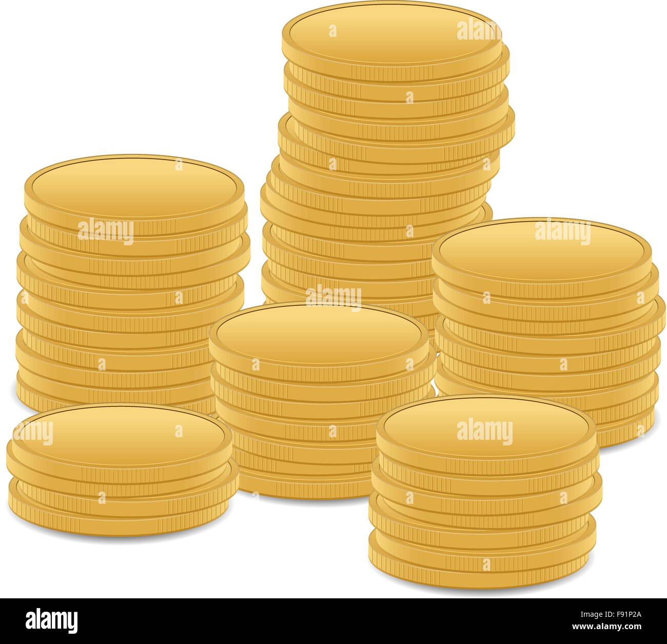 Stack gold coins on white background, Vector illustration Stock Vector ...