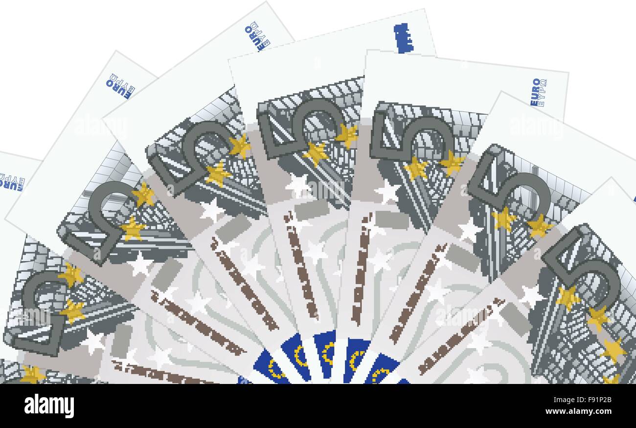 Five euro banknotes on a white background. Vector illustration Stock ...