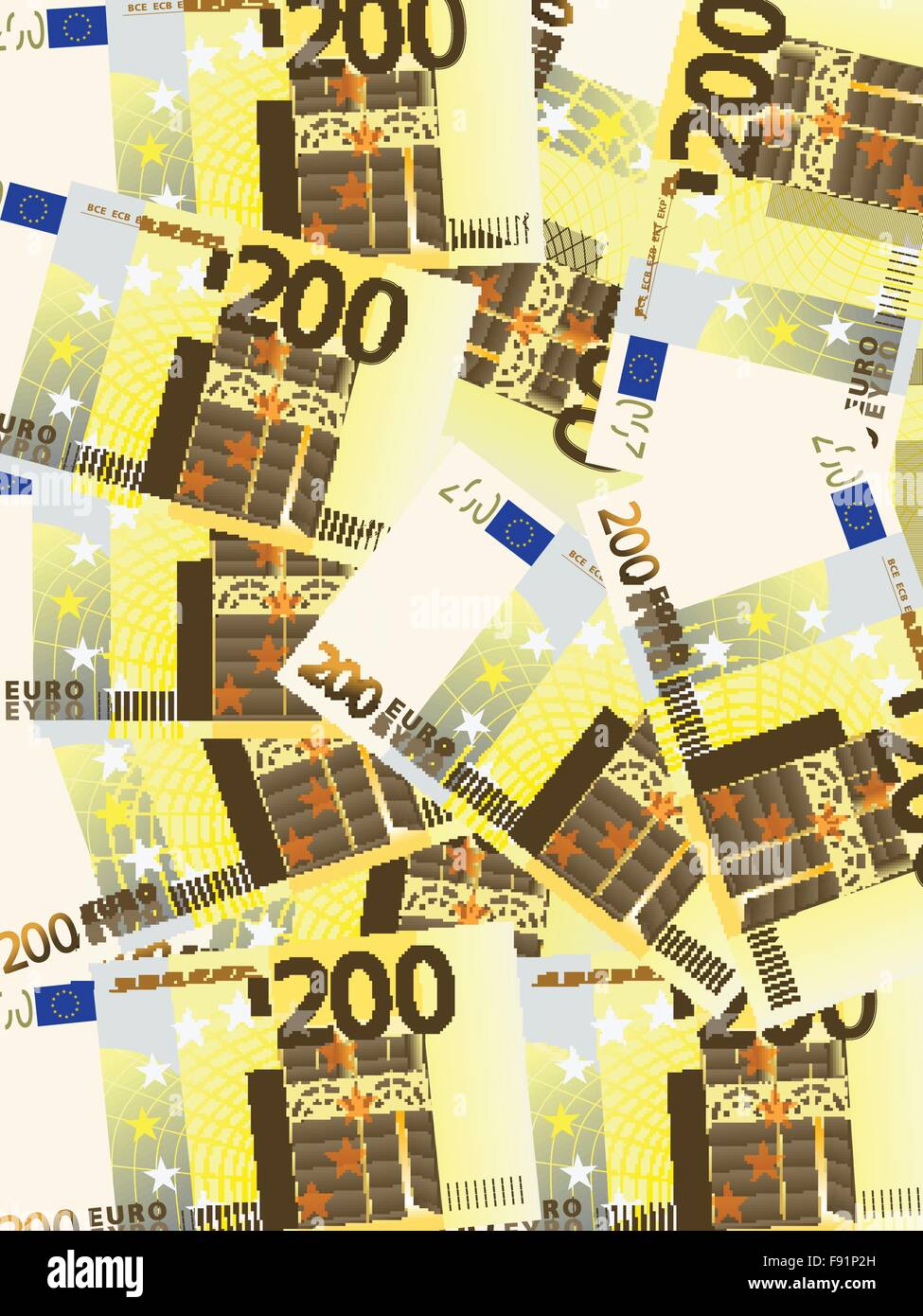 Background from a two hundred euro banknotes. Vector illustration Stock ...