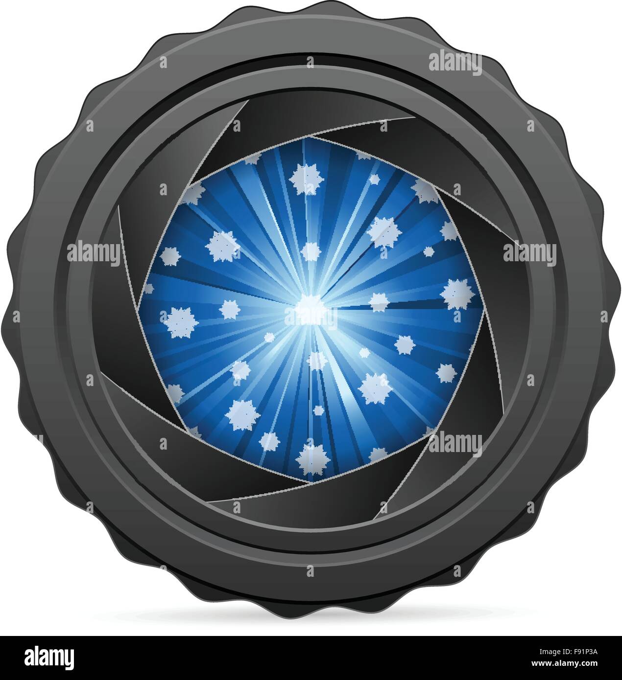 Camera shutter with winter background on white background. Vector ...