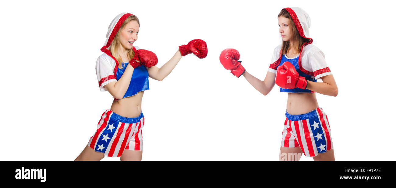 Female boxers in uniform with US symbols isolated on white Stock Photo ...