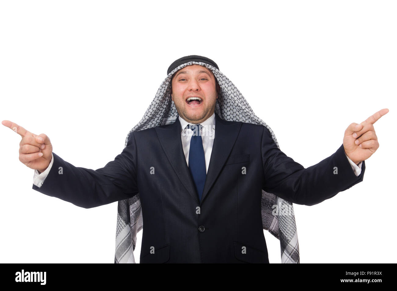 Concept with arab man isolated on white Stock Photo - Alamy