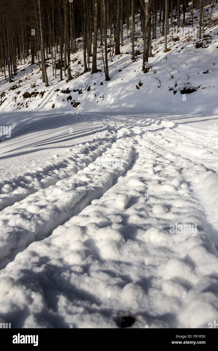 Mountain Road in Winter Stock Photo - Alamy