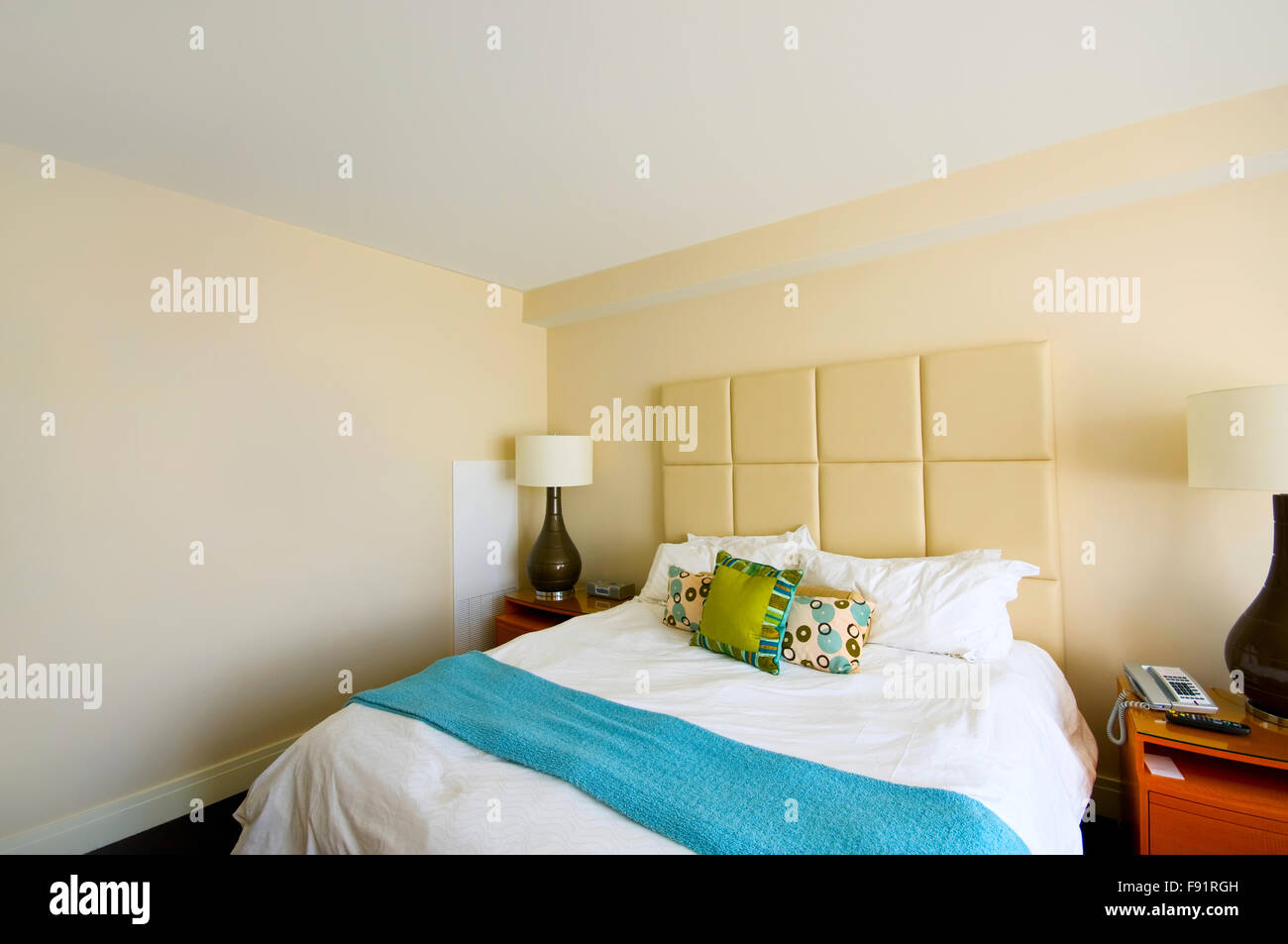 Double bed in the modern interior room Stock Photo - Alamy