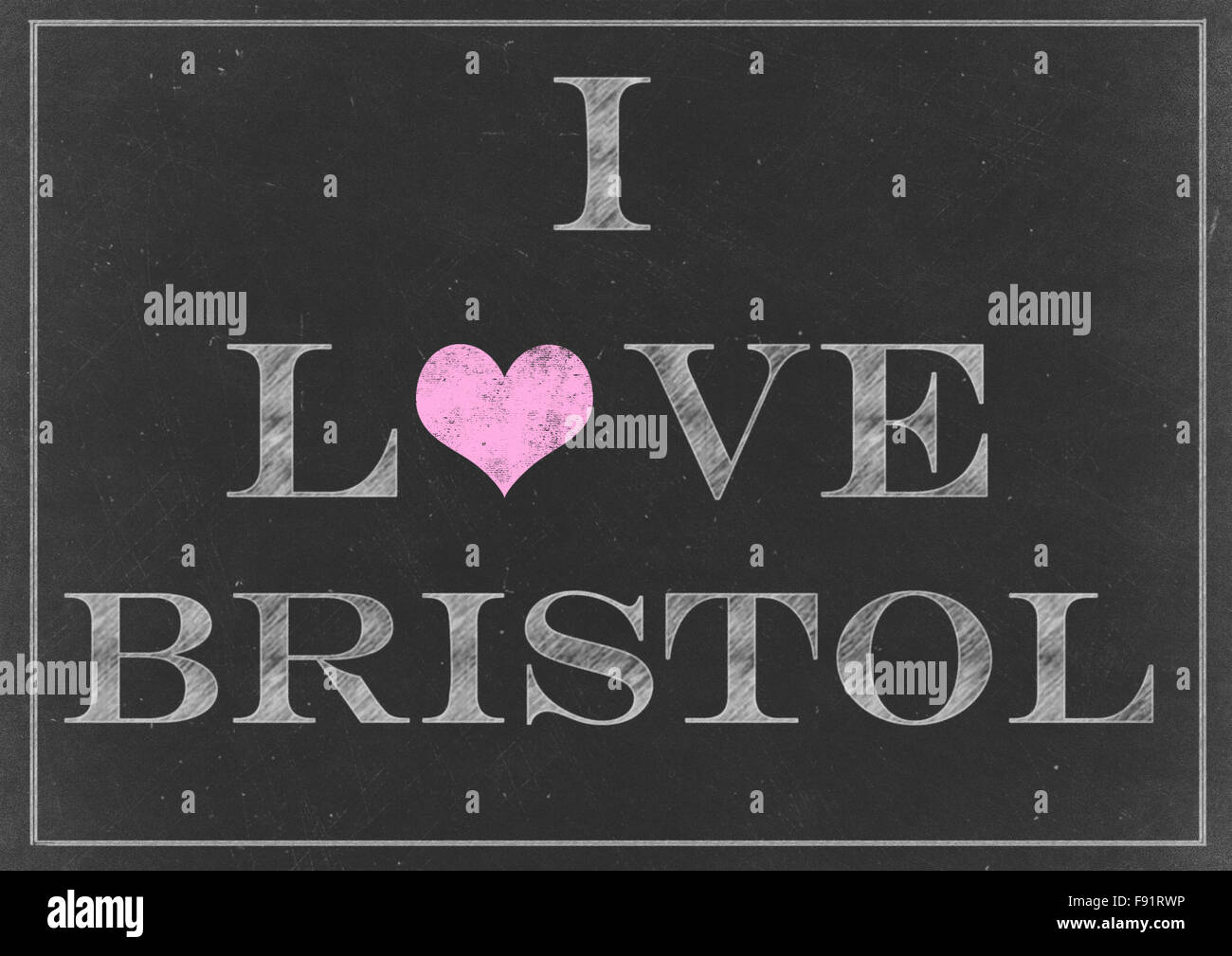 Chalk drawing - I love Bristol sign Stock Photo - Alamy