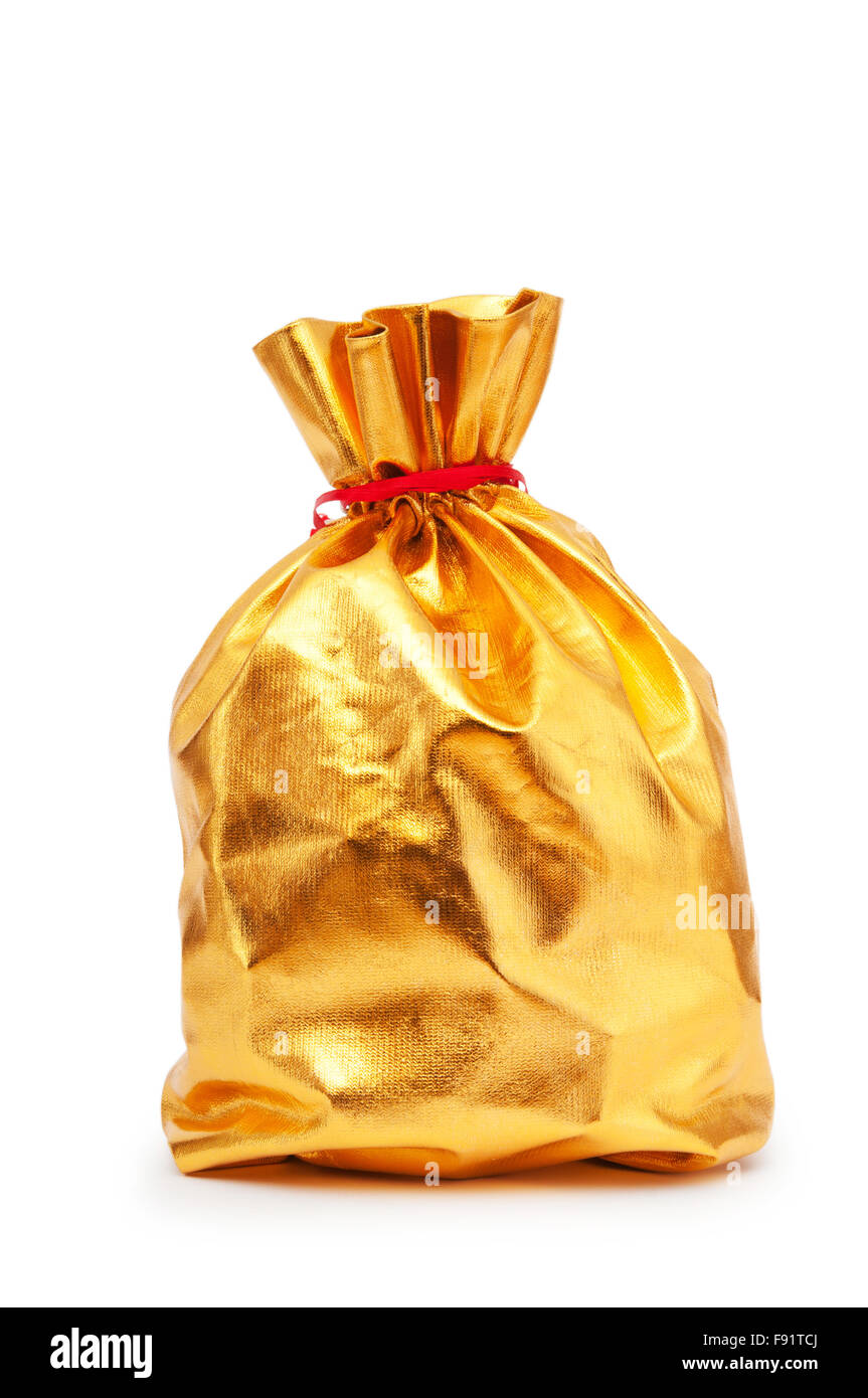 Golden sacks full of something good Stock Photo - Alamy