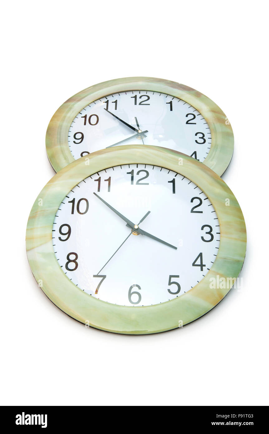 Round clocks isolated on the white background Stock Photo - Alamy