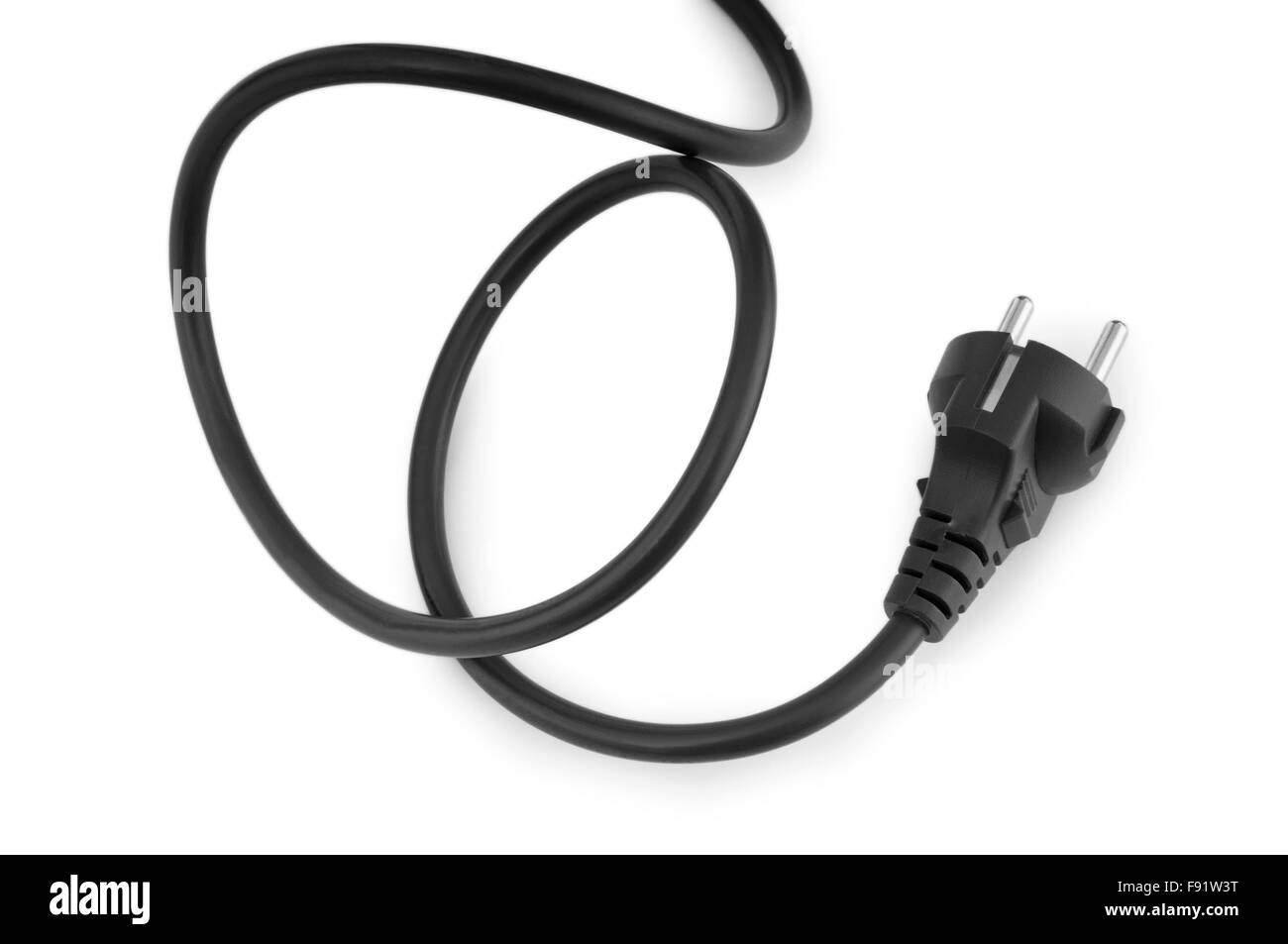 Black electric cable isolated on white Stock Photo - Alamy