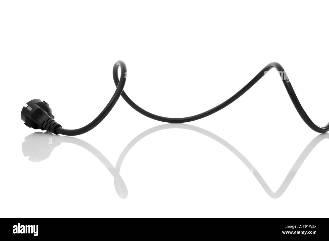 Black electric cable isolated on white Stock Photo - Alamy
