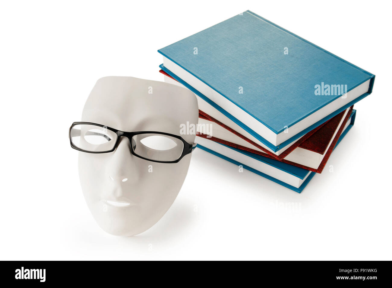 Reading concept with masks, books and glasses Stock Photo - Alamy