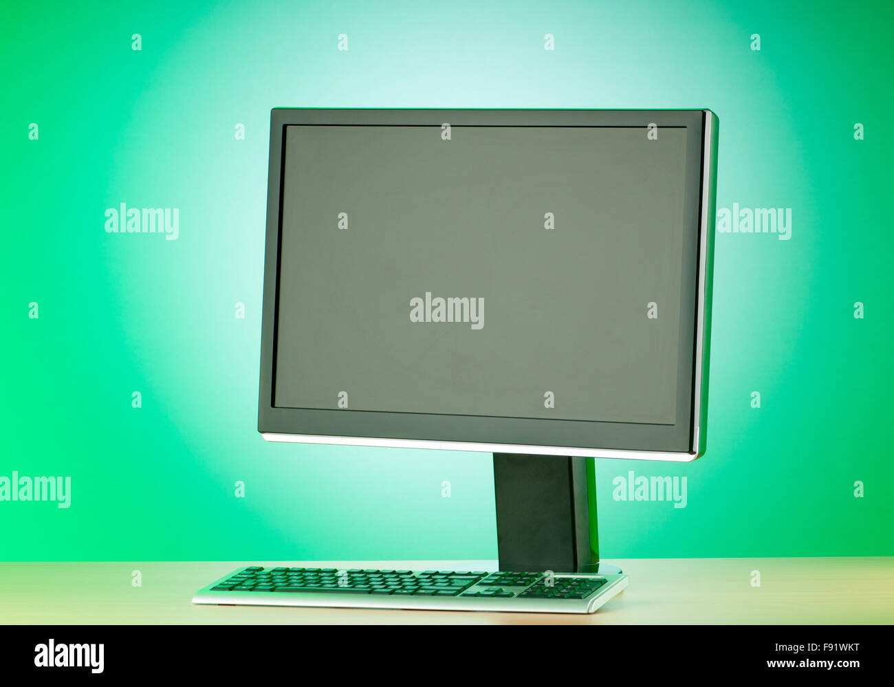 Wide screen computer monitor against colorful background Stock Photo ...