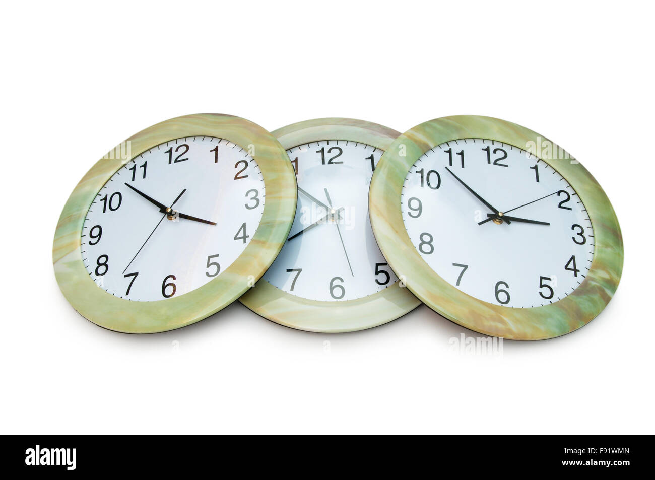 Round clocks isolated on the white background Stock Photo - Alamy