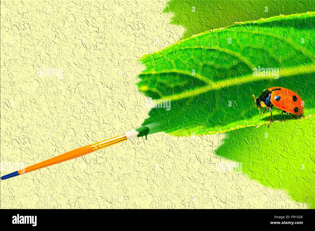 Lady bug drawing on the canvas Stock Photo - Alamy