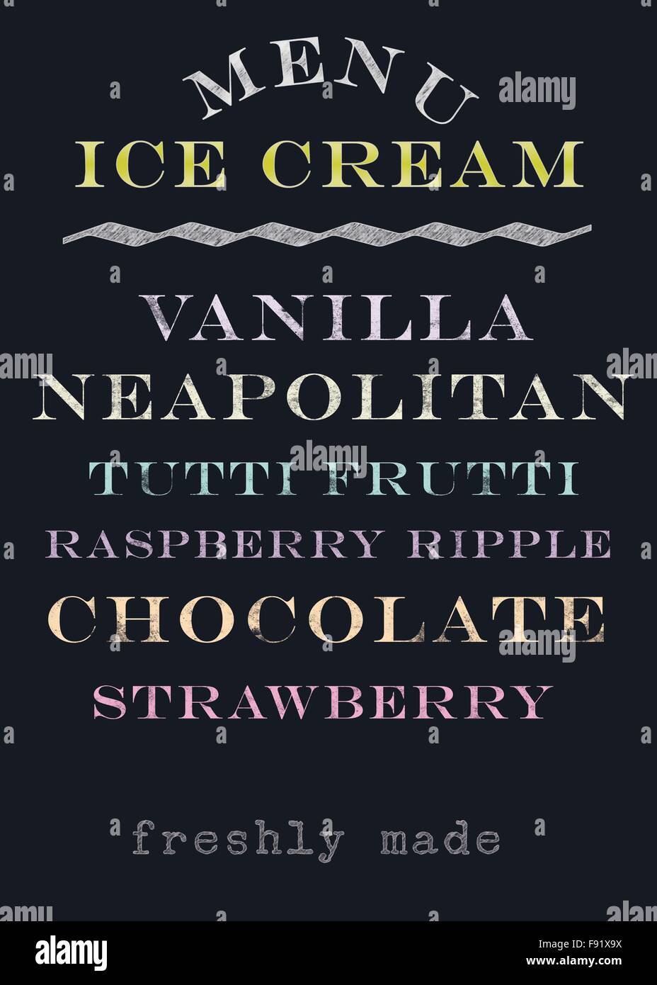 Hand Drawn Chalkboard Ice Cream Menu Stock Photo - Alamy