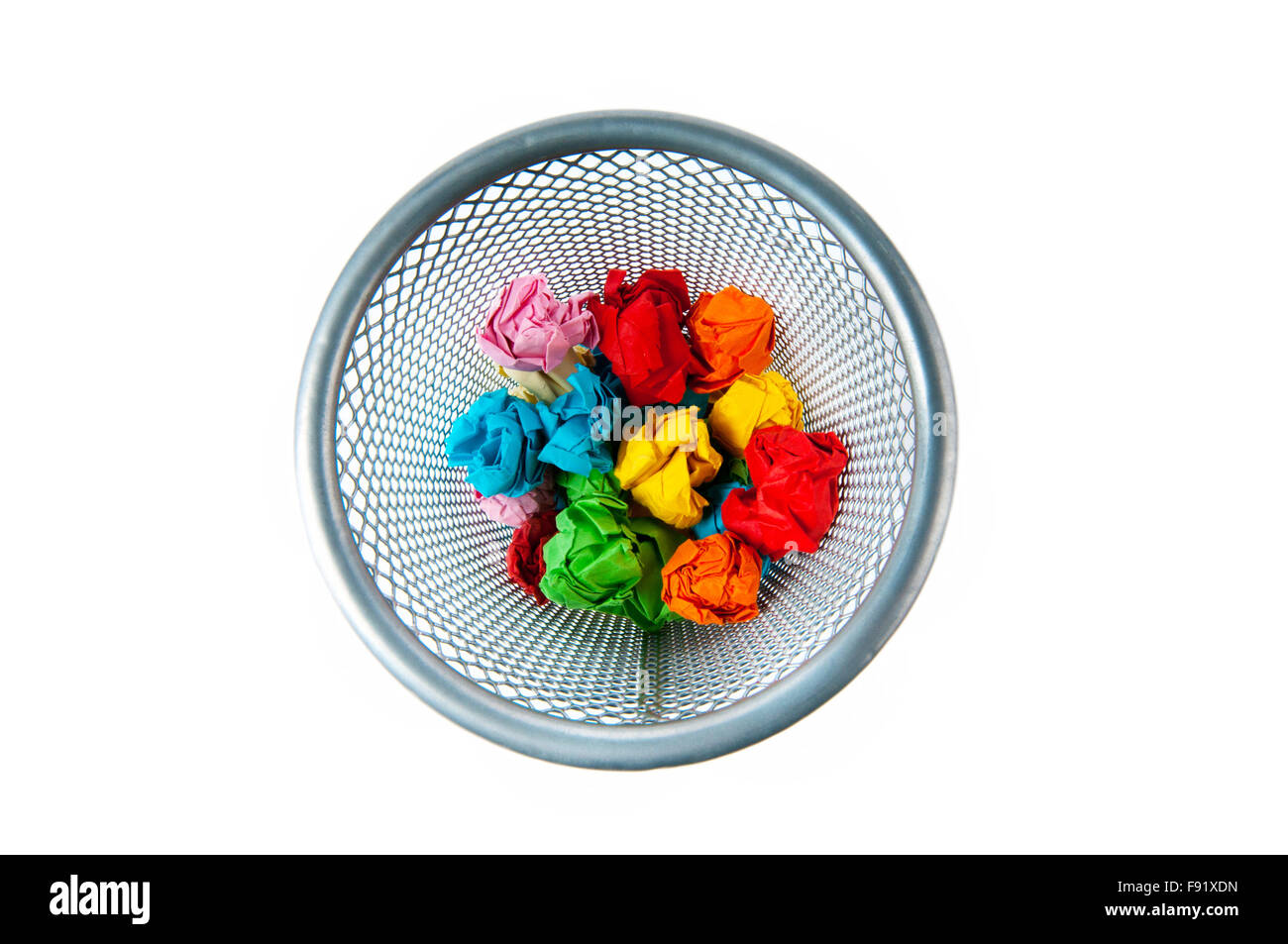 Garbage bin with paper waste isolated on white Stock Photo - Alamy