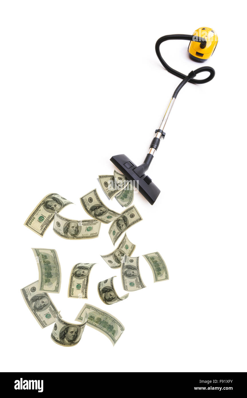 Concept with vacuum cleaner sucking money Stock Photo - Alamy
