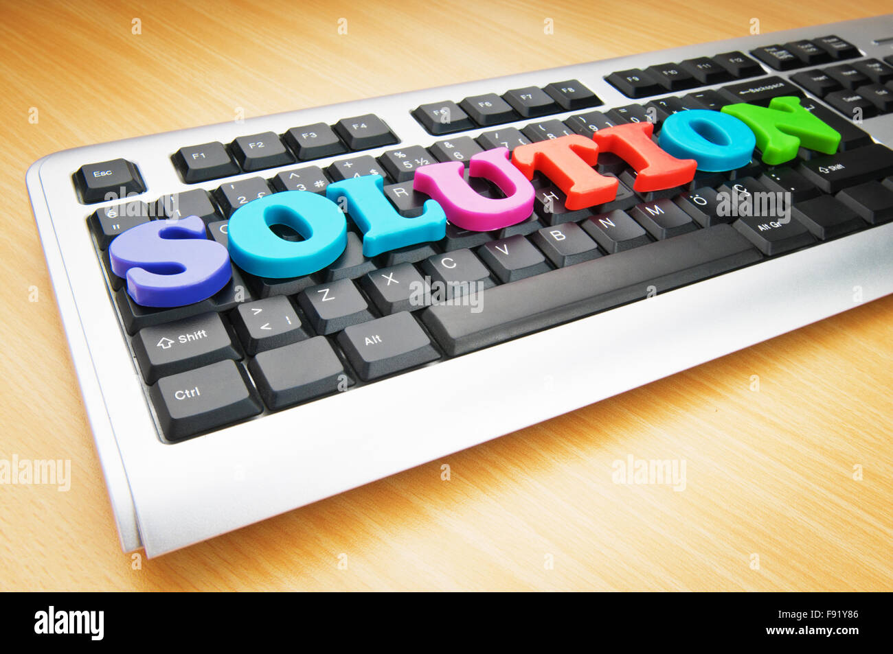 Solution concept with keyboard Stock Photo - Alamy