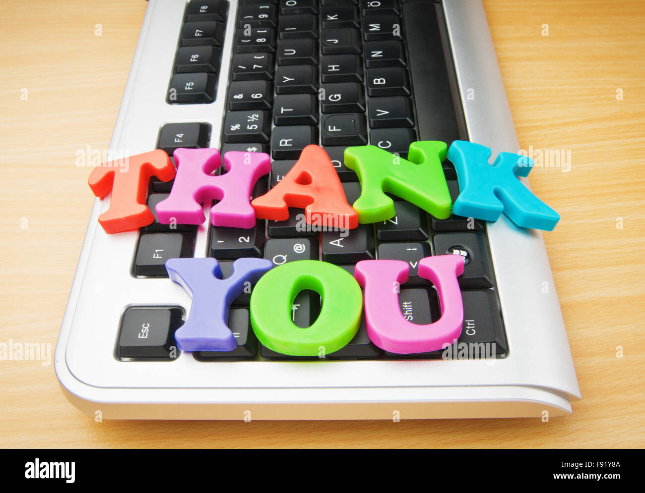 Thank you message on the keyboard Stock Photo - Alamy