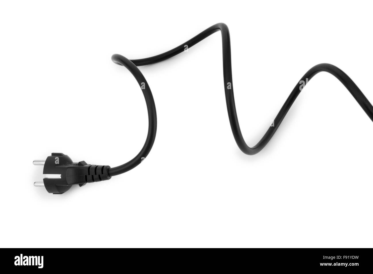 Black electric cable isolated on white Stock Photo - Alamy