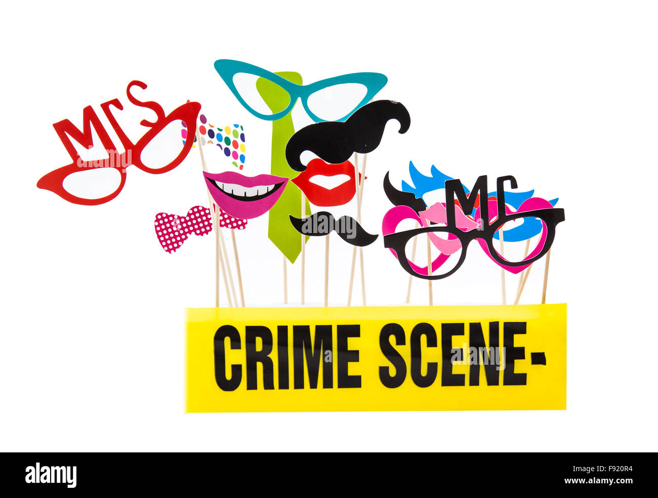 Photo Booth Props on a White Background with Crime Scene Tape Stock ...