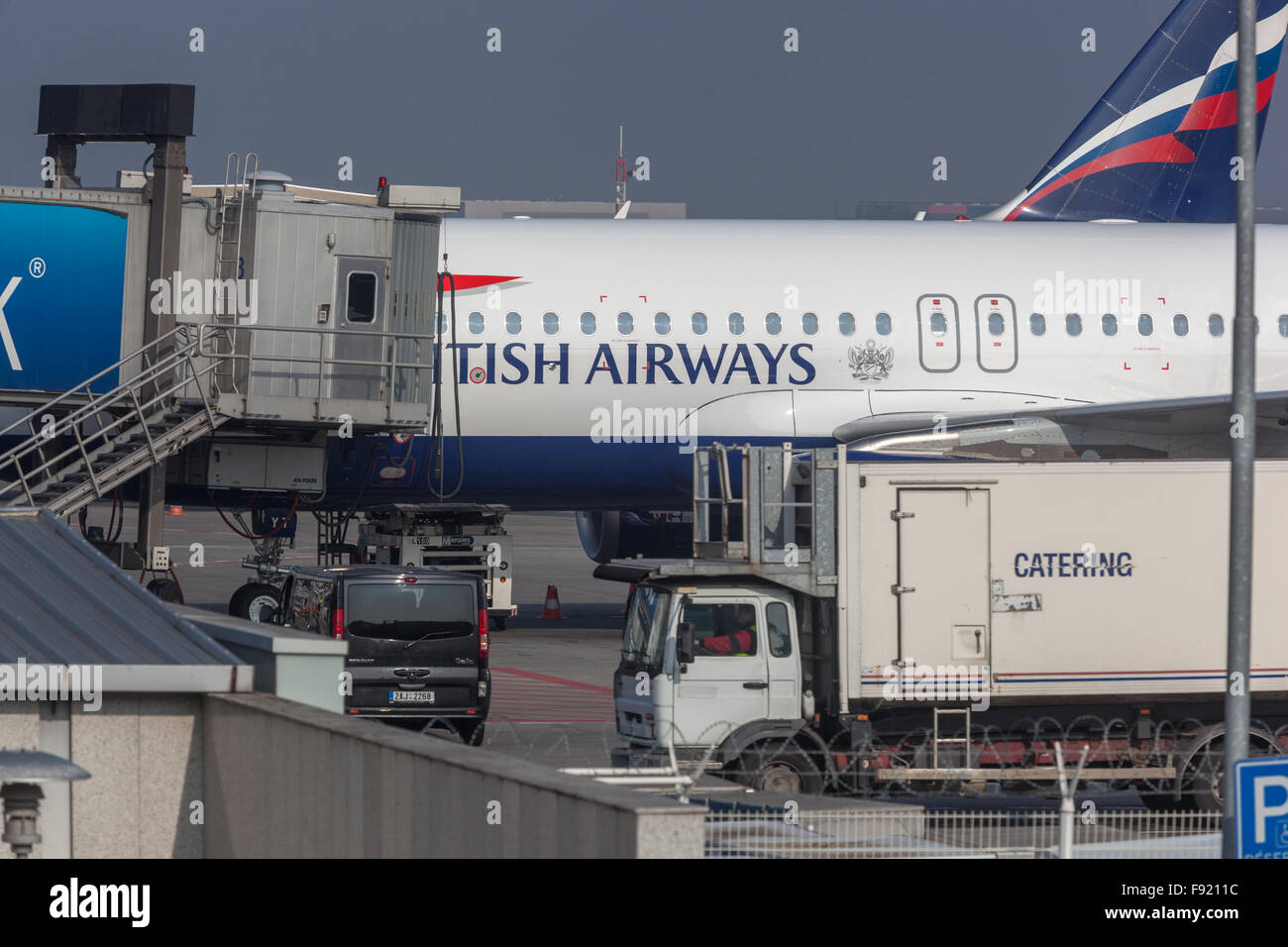 British Airways aircraft Airbus A320 on the ramp international airport ...