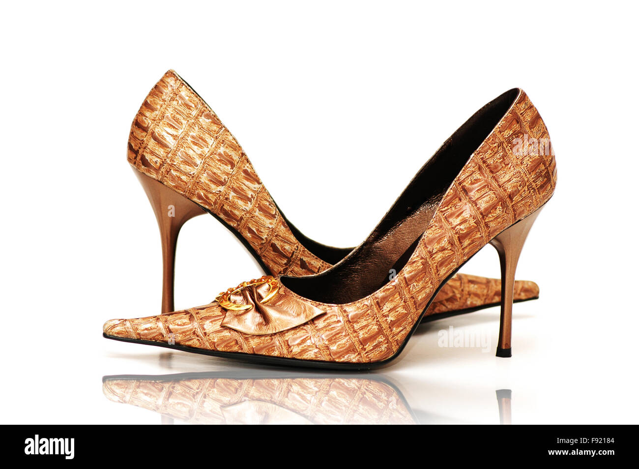 Elegant shiny shoes on the white Stock Photo - Alamy