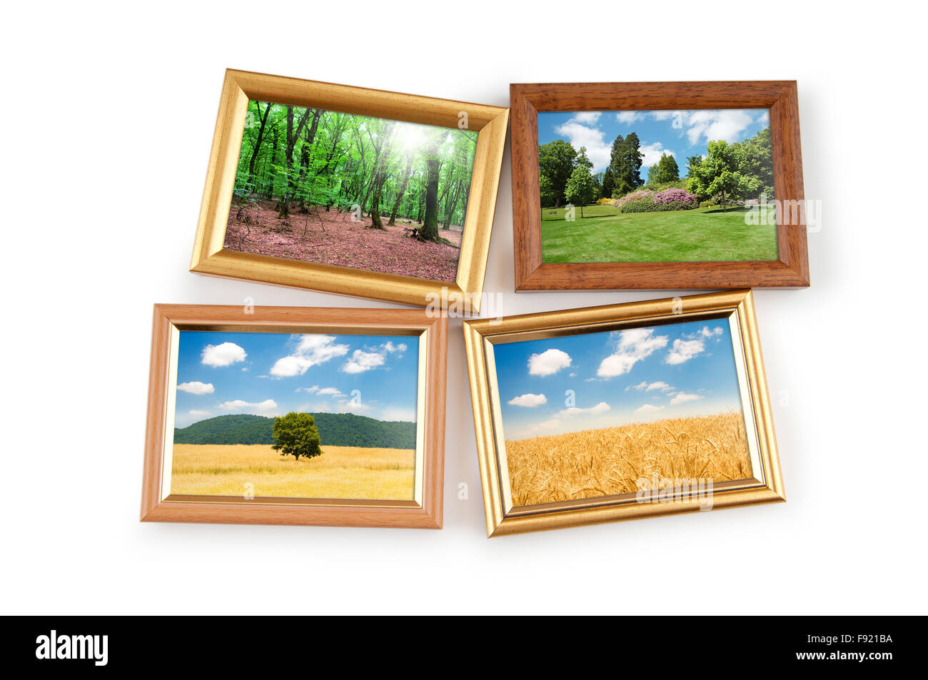 Picture frames with nature photos Stock Photo - Alamy