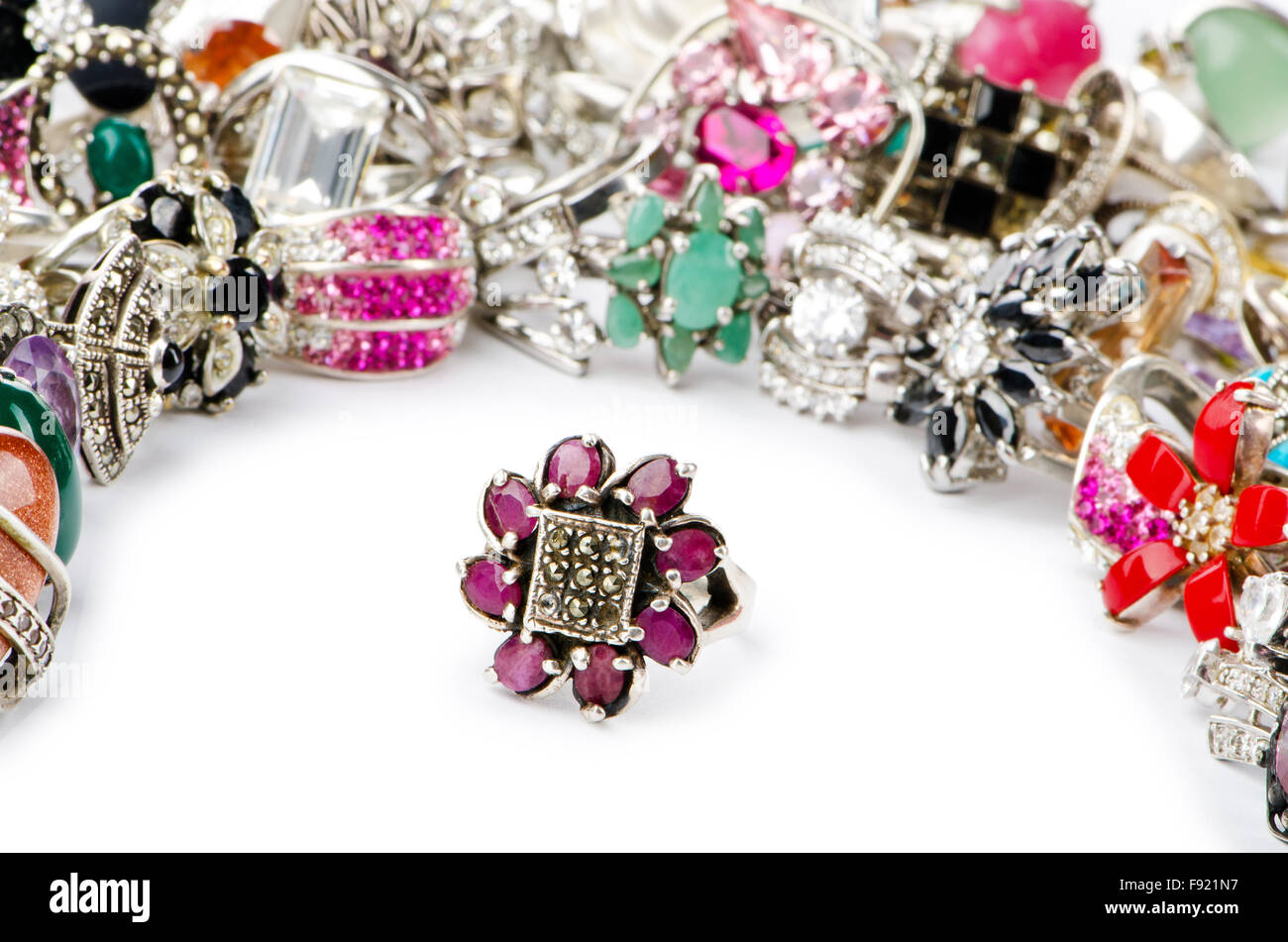 Selection of many precious rings Stock Photo - Alamy