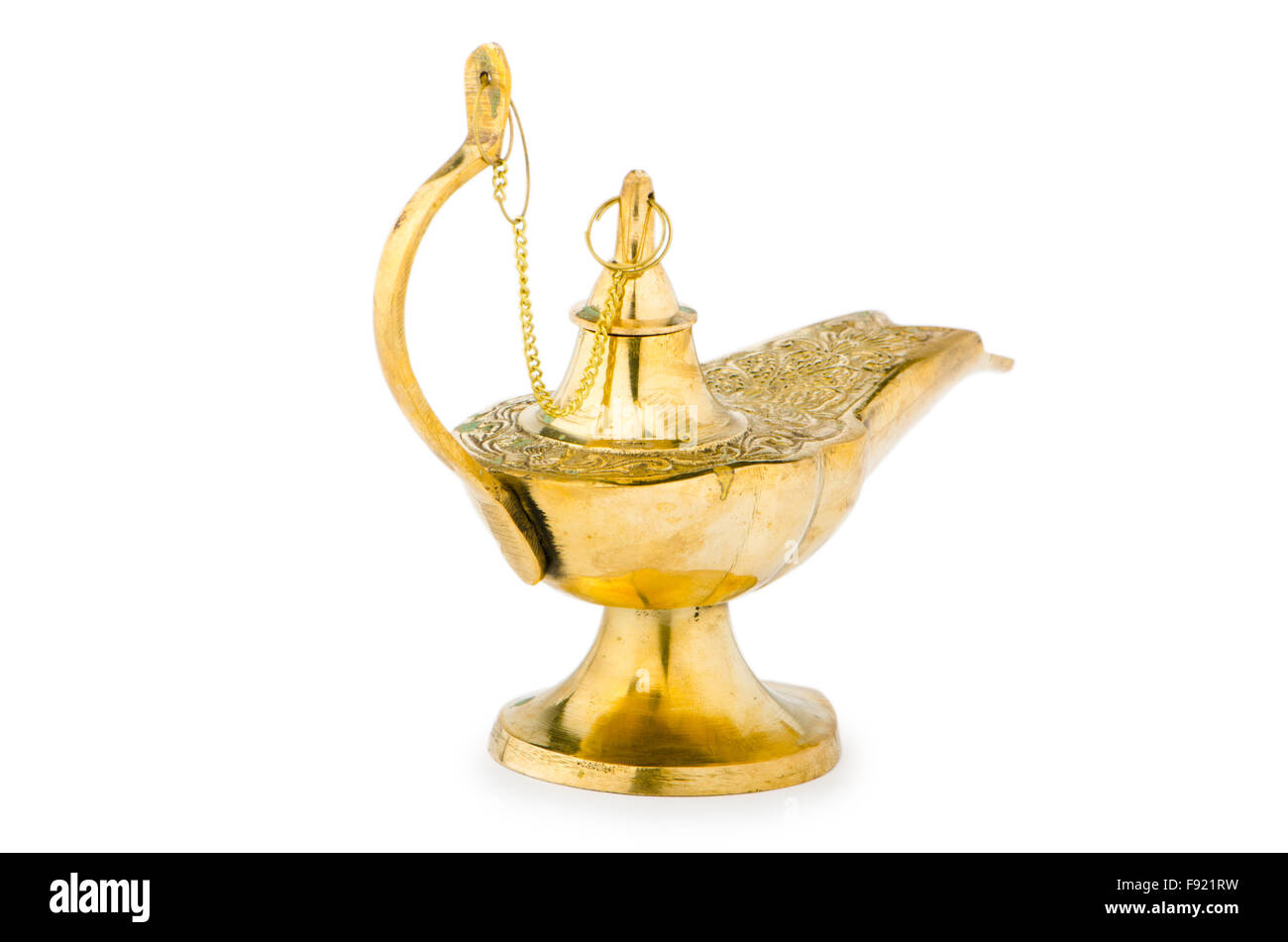 Ancient lamp isolated on the white Stock Photo - Alamy