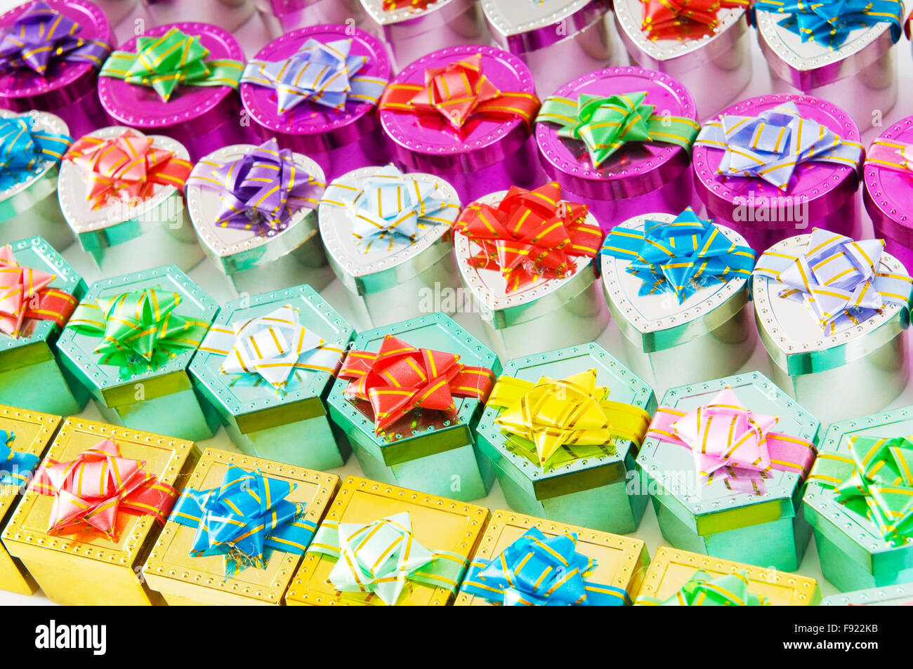 Many colourful gift boxes Stock Photo - Alamy