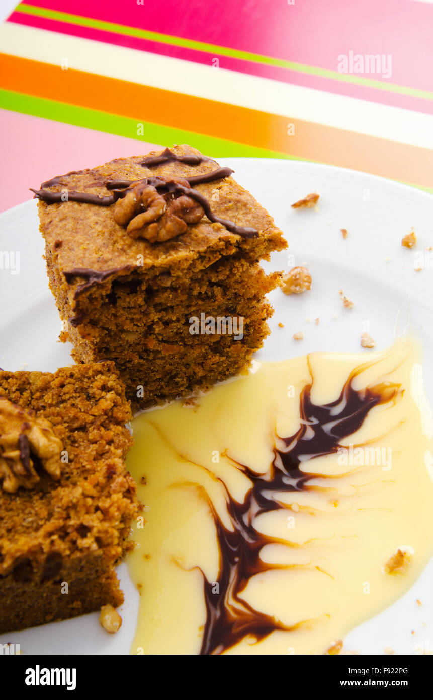 Sweet cake dessert in the plate Stock Photo - Alamy