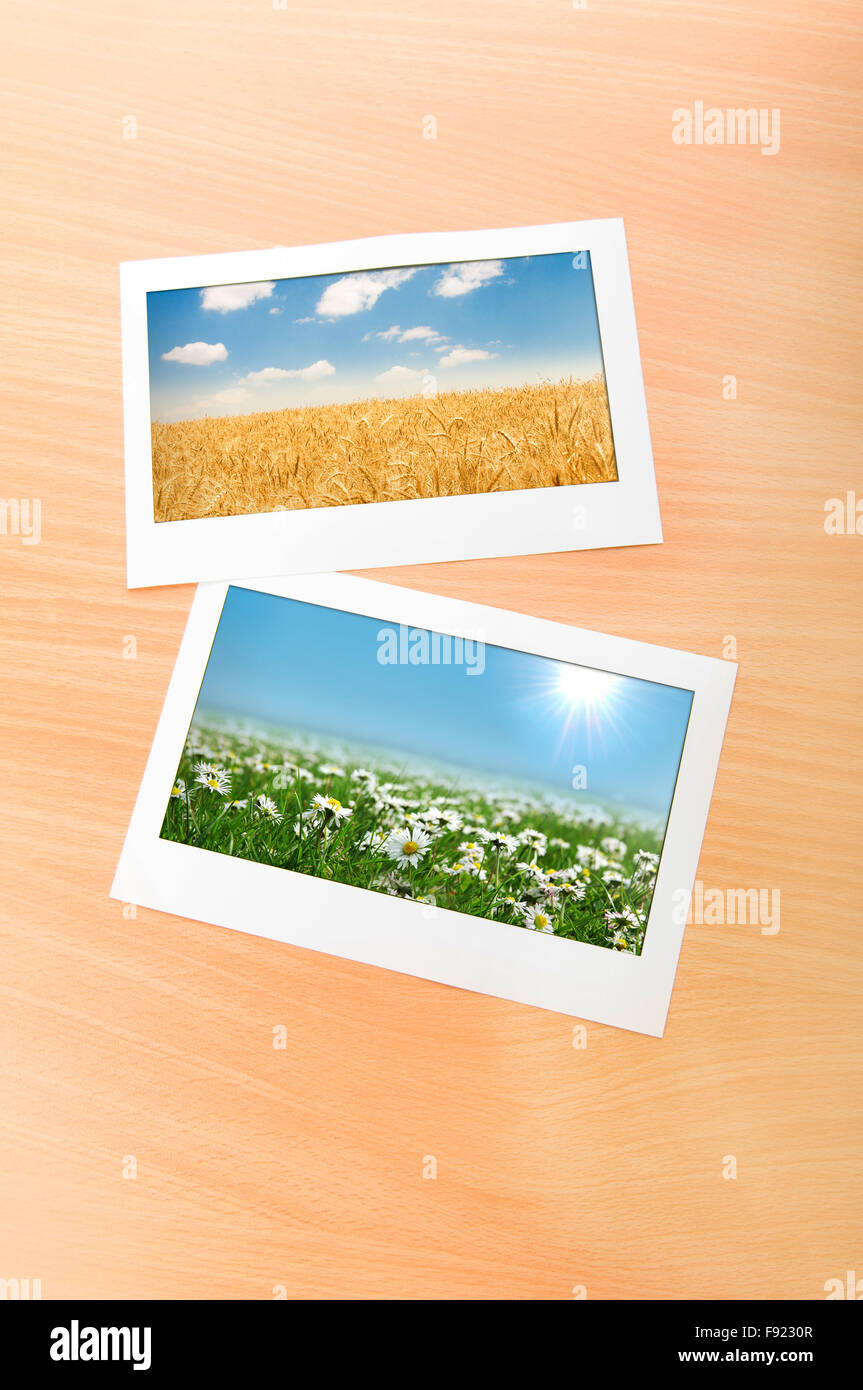 Picture frames with nature photos Stock Photo - Alamy