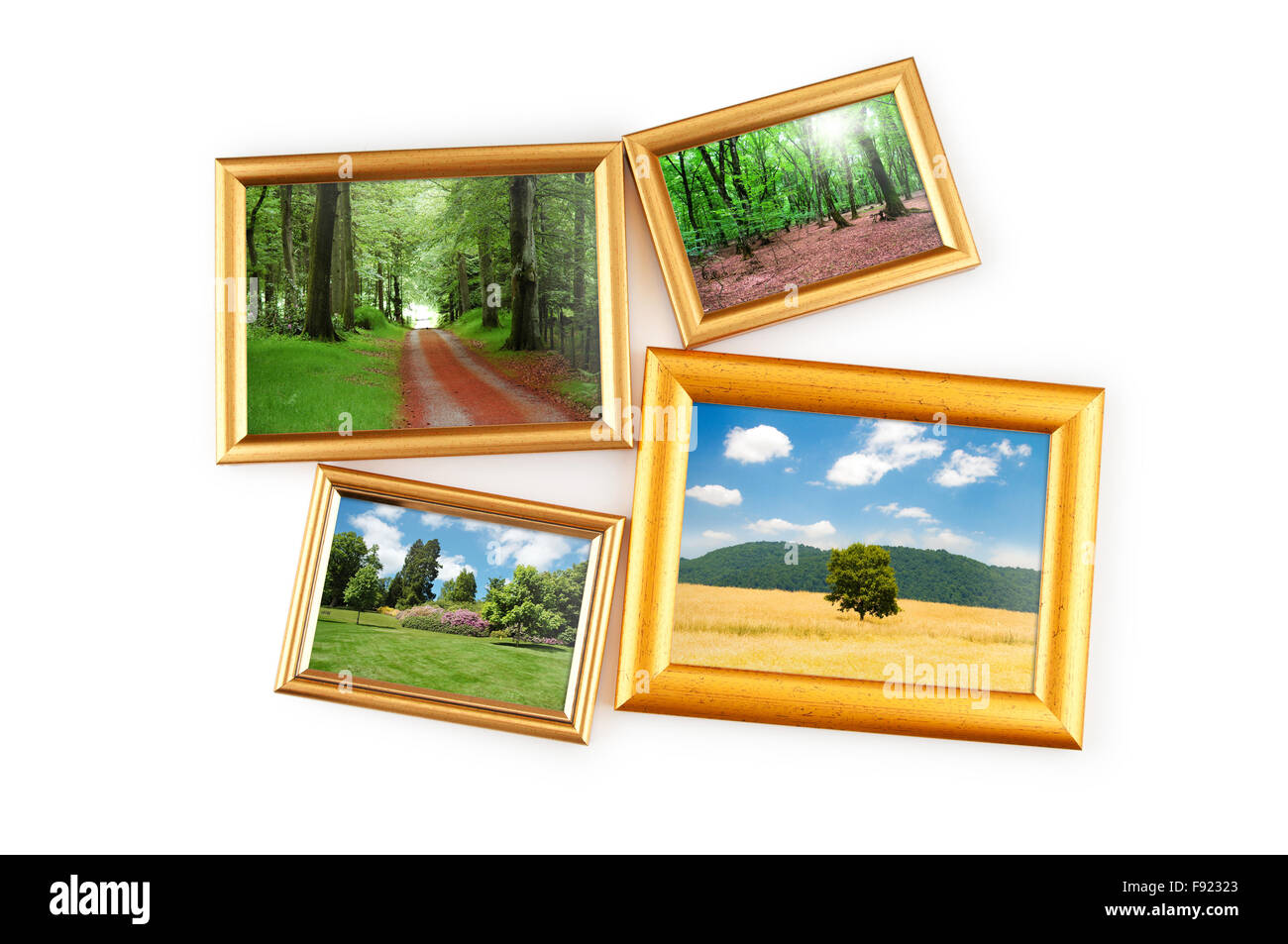Picture frames with nature photos Stock Photo - Alamy