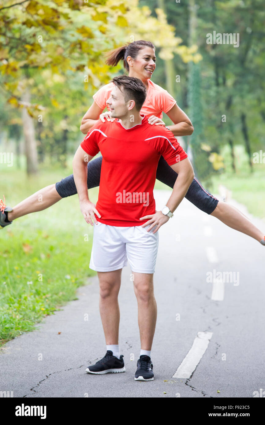 Young people training outdoor Stock Photo - Alamy
