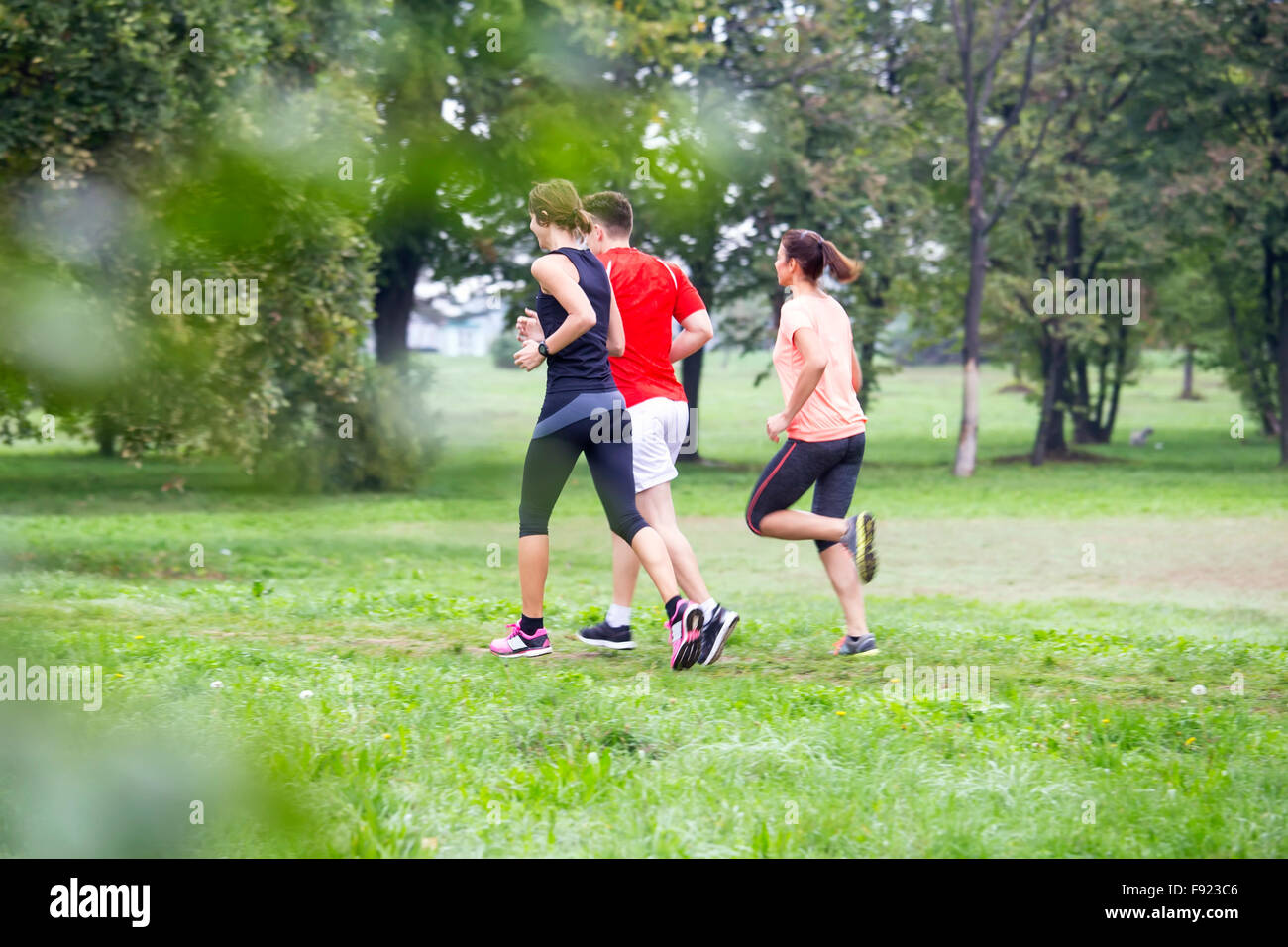 Young people running in the park Stock Photo - Alamy