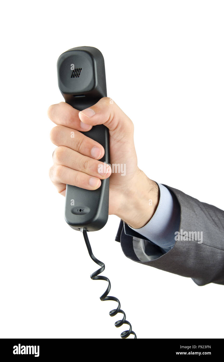 Communication concept with phone on white Stock Photo - Alamy